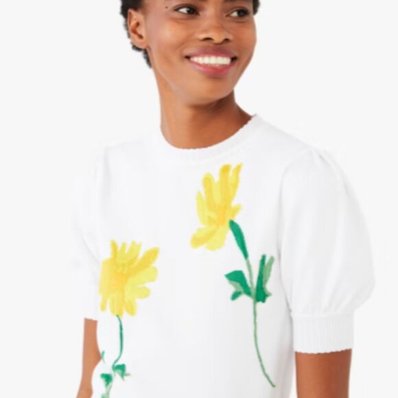 kate spade | Sweaters | Kate Spade White Top With Yellow Floral ...